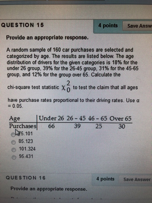 Solved QUESTION 15 4 points Save Answ Provide an appropriate | Chegg.com