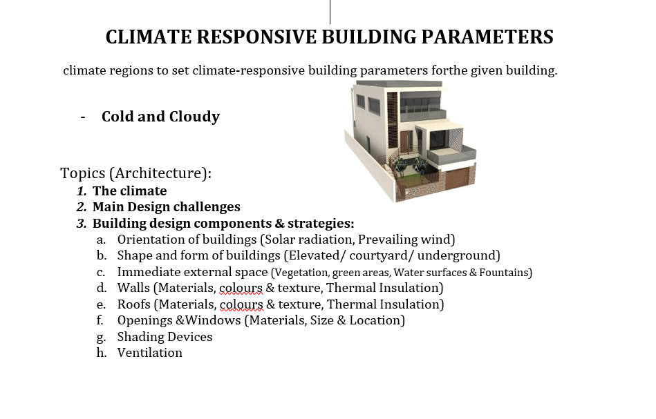 Solved CLIMATE RESPONSIVE BUILDING PARAMETERS climate | Chegg.com
