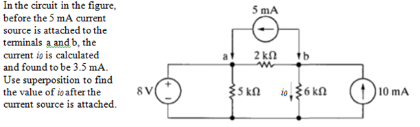 Solved 5 mA In the circuit in the figure, before the 5 mA | Chegg.com