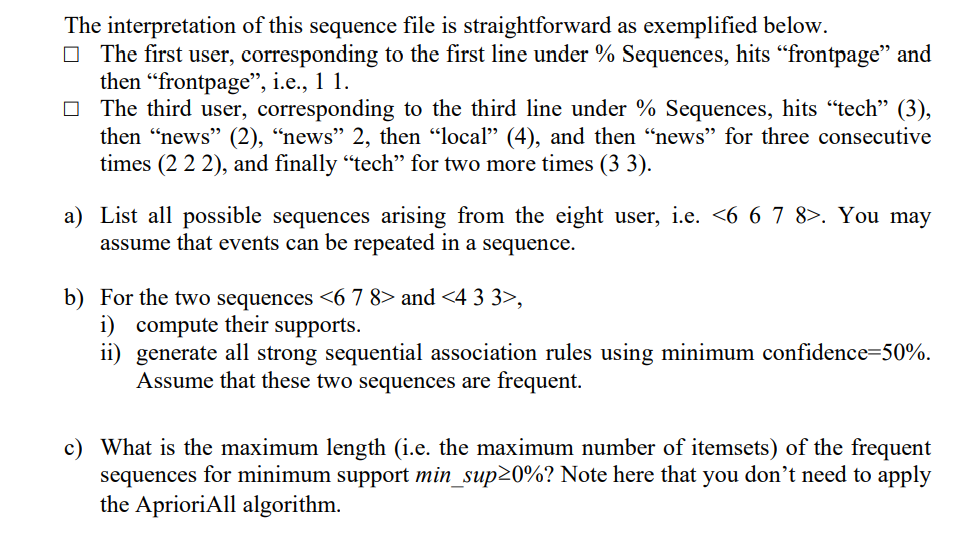 where each sequence (line) corresponds to page views | Chegg.com