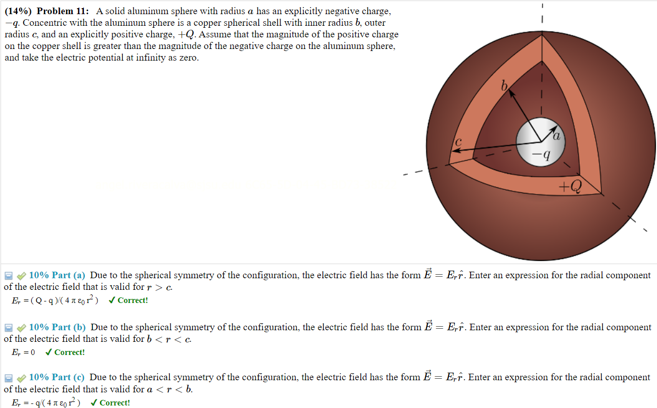 Solved (14\%) Problem 11: A solid aluminum sphere with | Chegg.com