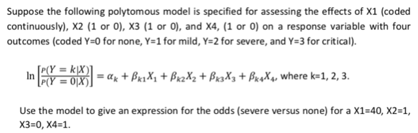 Solved Suppose the following polytomous model is specified | Chegg.com