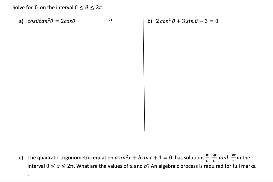 Solved Solve for on the interval 0