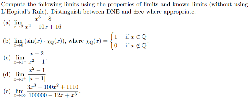Solved Compute the following limits using the properties of | Chegg.com