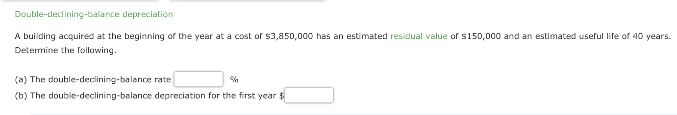 Solved Double-declining-balance depreciation A building | Chegg.com