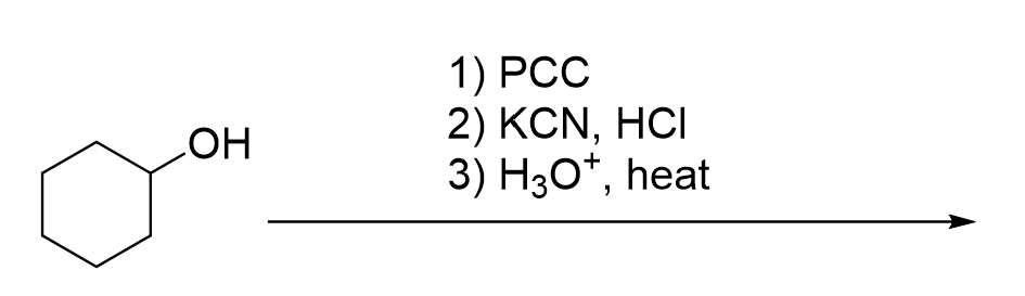 Solved 1) PCC 2) KCN,HCl 3) H3O+, heat | Chegg.com