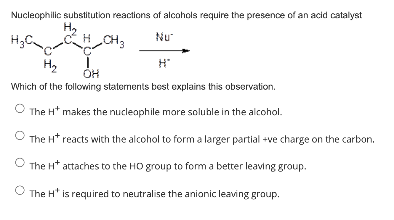 Solved Nucleophilic substitution reactions of alcohols | Chegg.com
