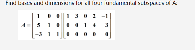 Solved Find bases and dimensions for all four fundamental | Chegg.com