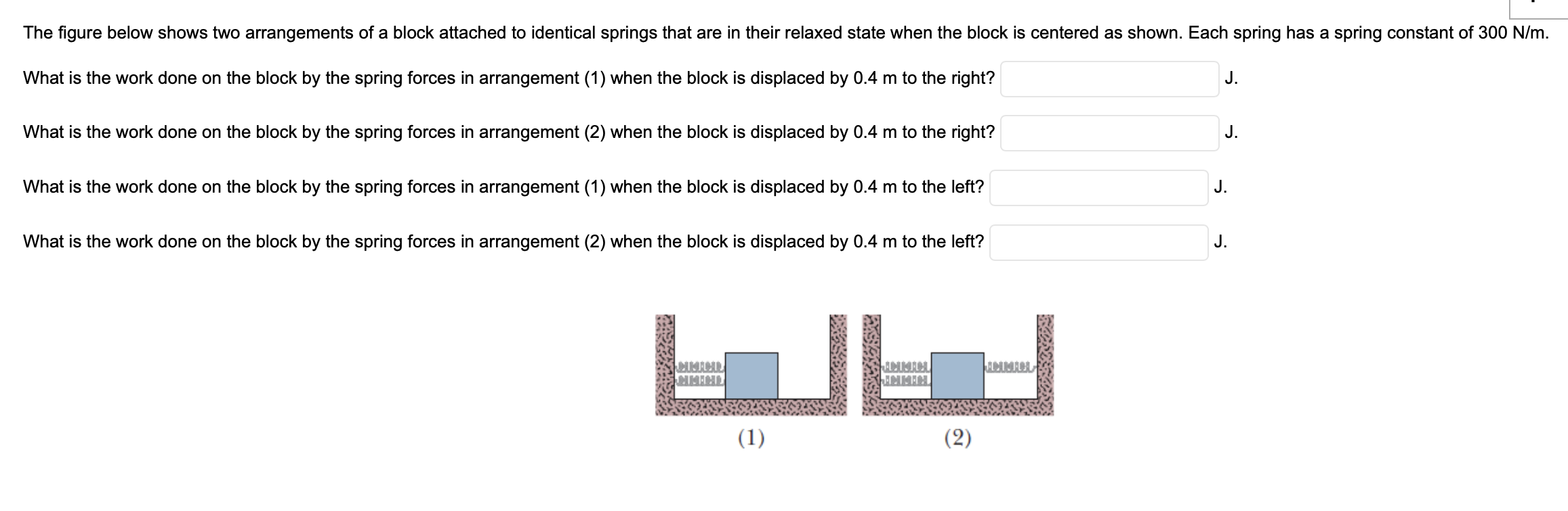 Solved The figure below shows two arrangements of a block | Chegg.com