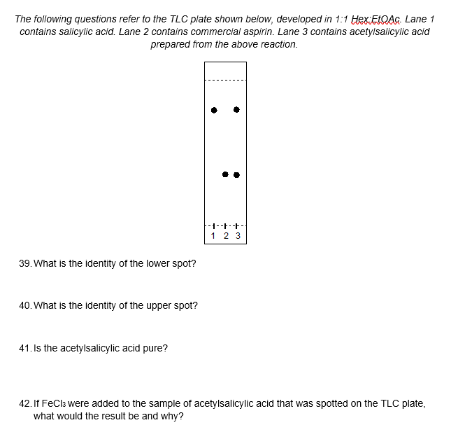 Solved The following questions refer to the TLC plate shown | Chegg.com