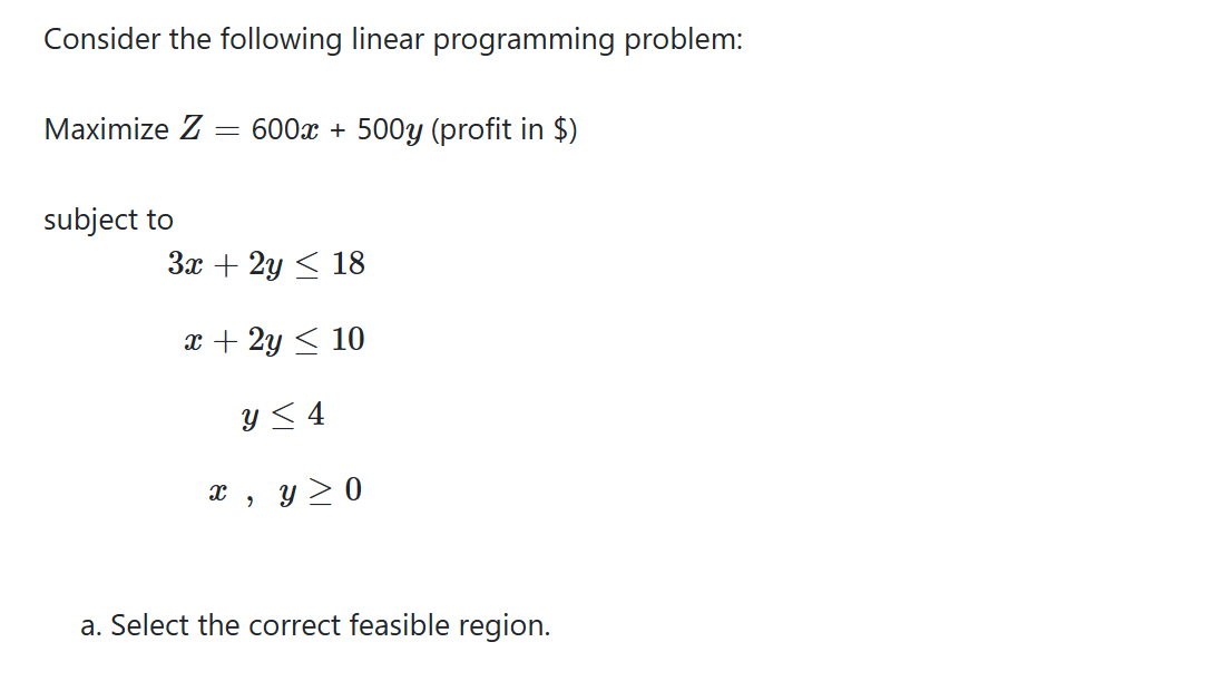 Solved Consider the following linear programming problem: | Chegg.com