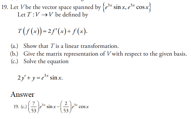 Solved SOLVE USING LINEAR ALGEBRA. I NEED PART C ONLY. DONT | Chegg.com