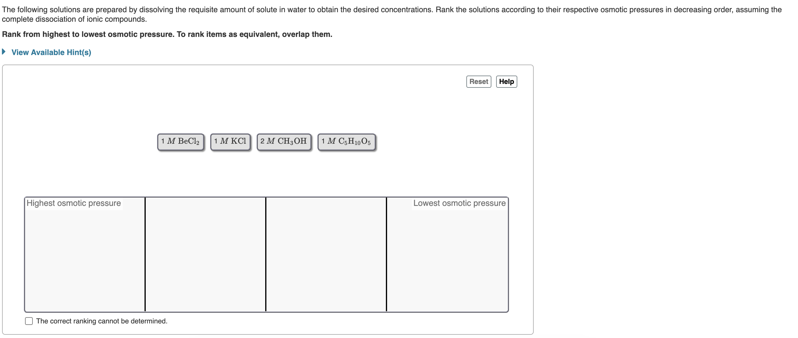 Solved complete dissociation of ionic compounds. Rank from | Chegg.com