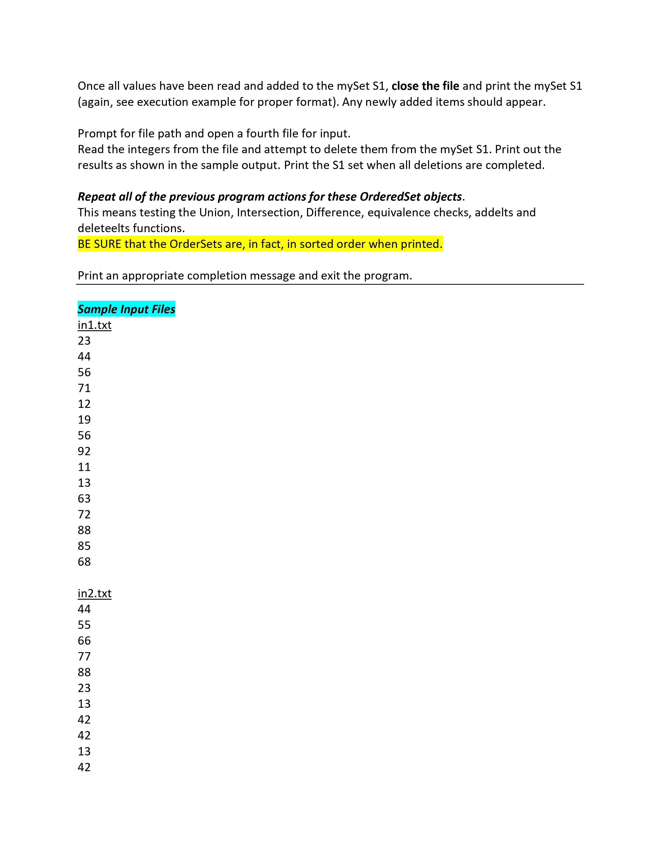 Solved SAMPLE EXECUTION Please enter a path to an input file | Chegg.com