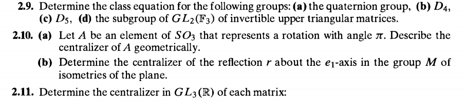 Solved 2.9. Determine the class equation for the following | Chegg.com