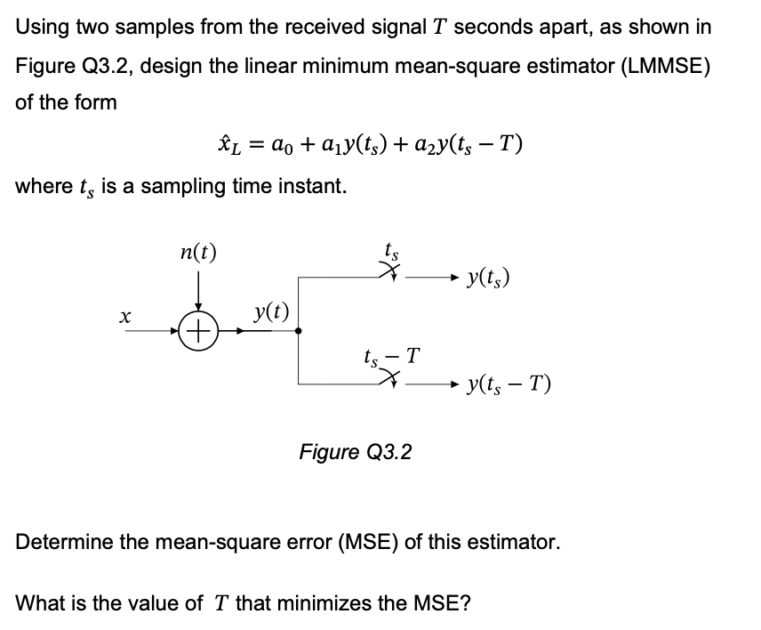1.Determine the mean-square error (MSE) of this | Chegg.com