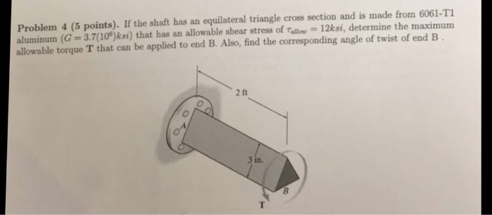 Solved Problem 4 (5 points). If the shaft has an equilateral | Chegg.com