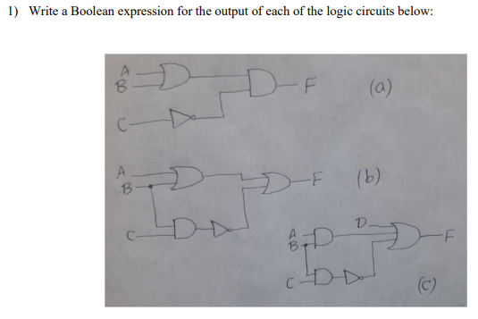 Solved 1 Write A Boolean Expression For The Output Of Each 