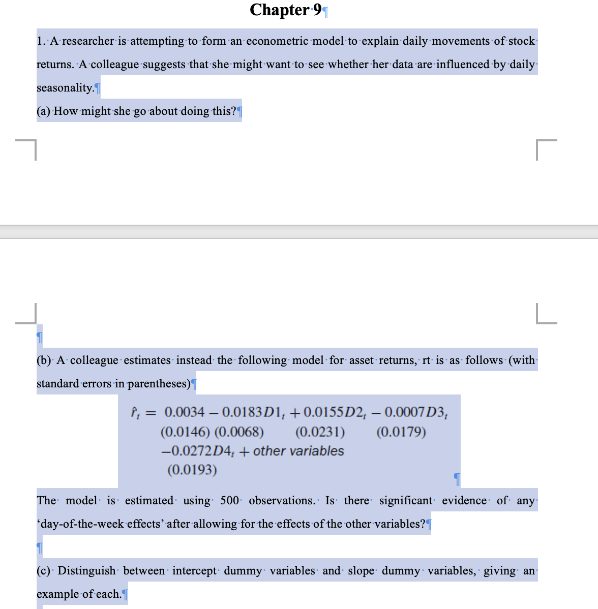 Solved A researcher is attempting to form an econometric | Chegg.com