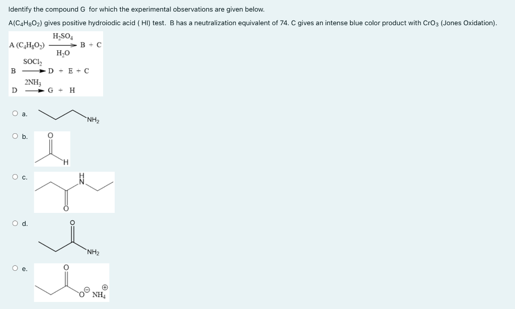 Solved Identify the compound G for which the experimental | Chegg.com