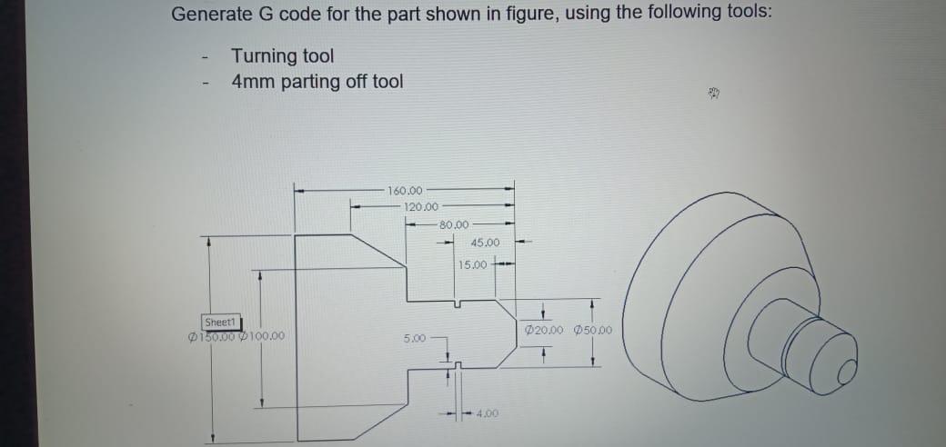 Solved Generate G code for the part shown in figure, using | Chegg.com