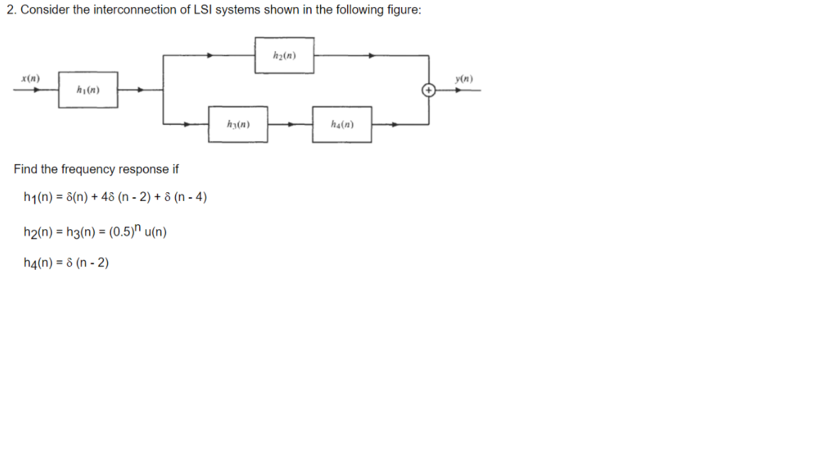 Solved 2. Consider the interconnection of LSI systems shown | Chegg.com