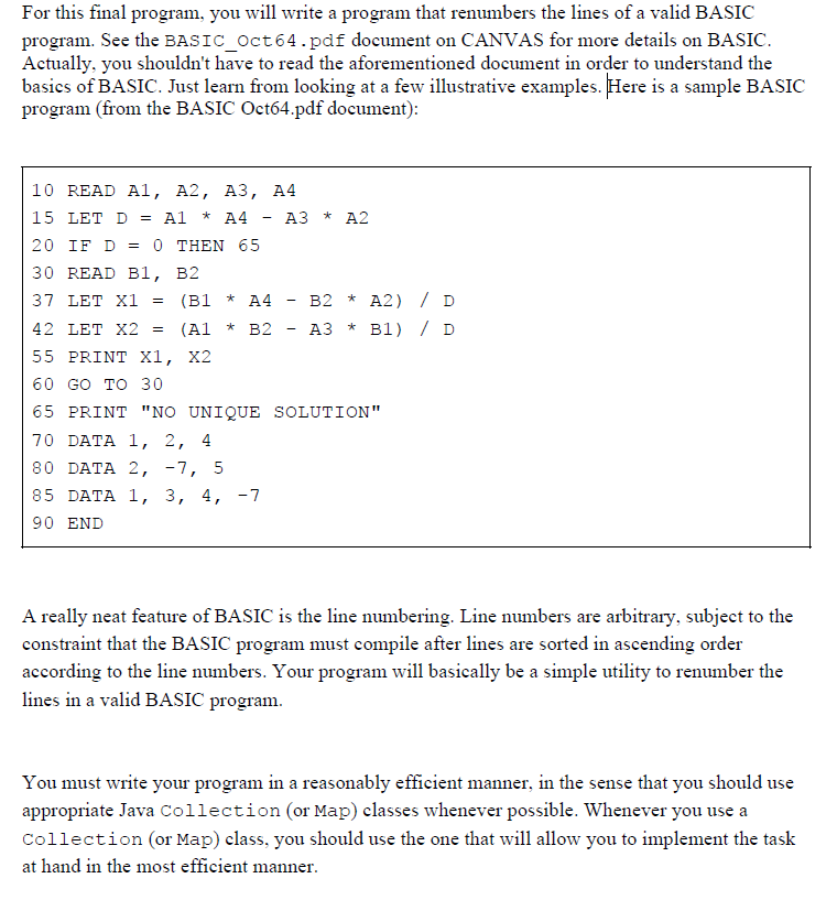 Solved For this final program, you will write a program that | Chegg.com
