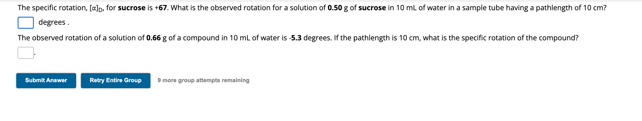 Solved The specific rotation, [α]D, for sucrose is +67. What | Chegg.com