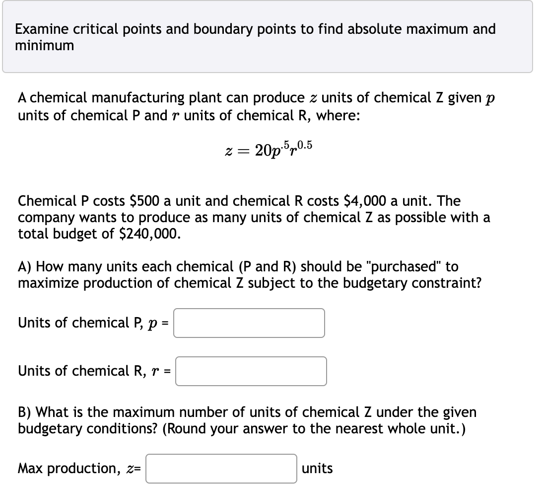 Solved Examine critical points and boundary points to find | Chegg.com