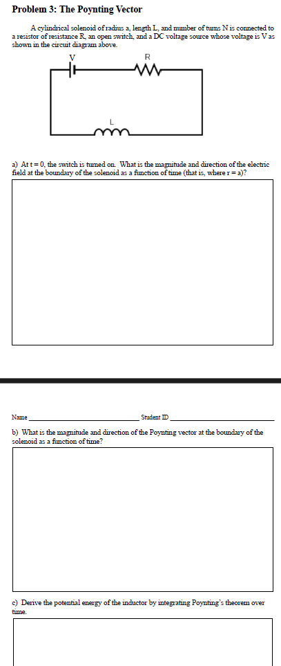 Solved Problem 3: The Poynting VectorA cylindrical solenoid | Chegg.com