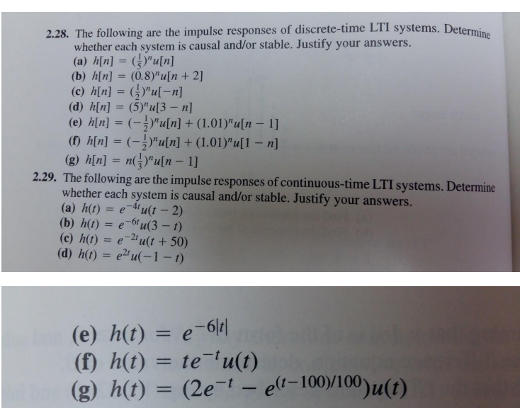 Solved 2.28. The following are the impulse responses of | Chegg.com