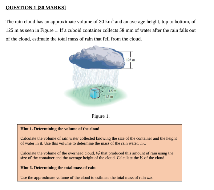 Solved QUESTION 1 [30 ﻿MARKS] ﻿The rain cloud has an | Chegg.com