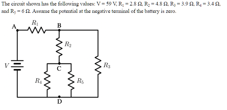 Solved The circuit shown has the following values: V=59 | Chegg.com