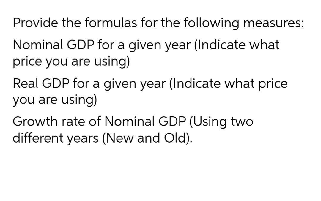 Solved Provide the formulas for the following measures: | Chegg.com