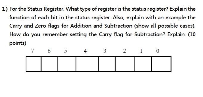 Solved 1) For the Status Register. What type of register is | Chegg.com