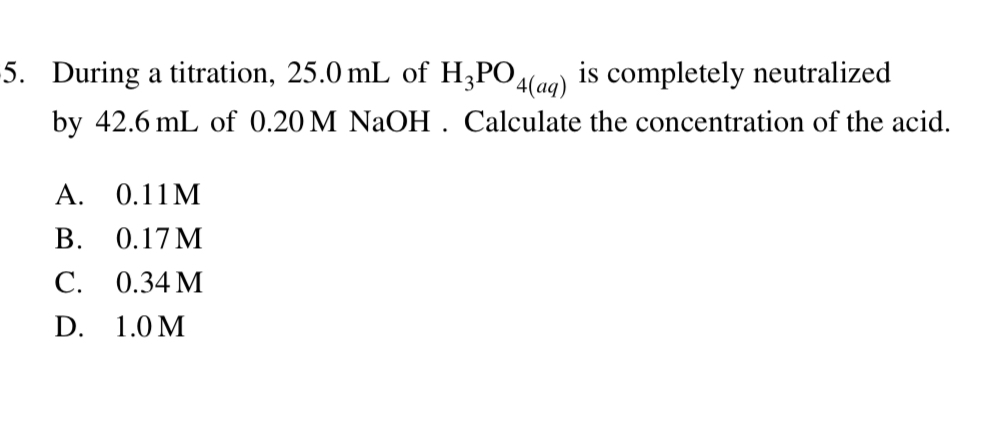 Solved During a titration, 25.0mL of H_(3)PO_(4(aq)) is | Chegg.com