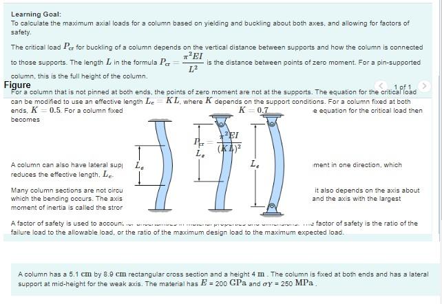 Solved Learning Goal: To calculate the maximum axial loads | Chegg.com