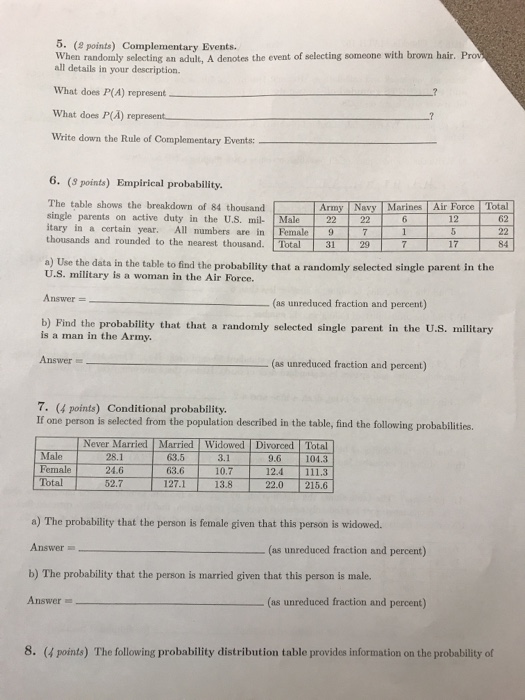 Solved 5. (8 points) Complementary Events. When randomly | Chegg.com
