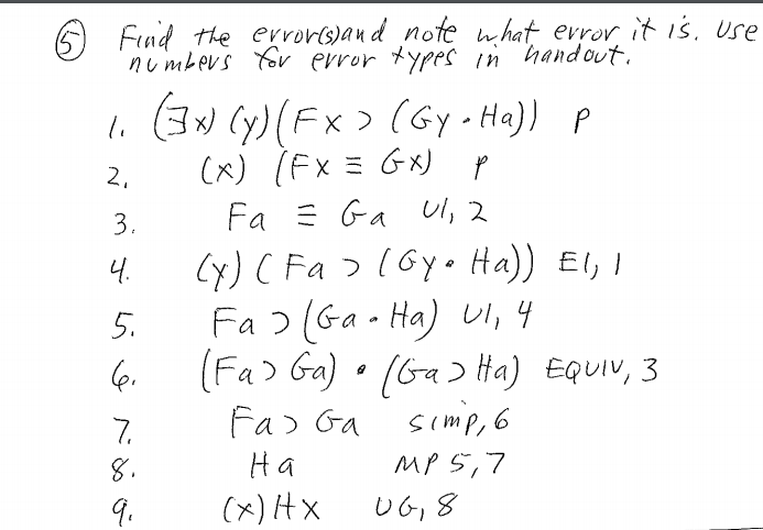 Solved This is a predicate logic proof. Find the error based | Chegg.com