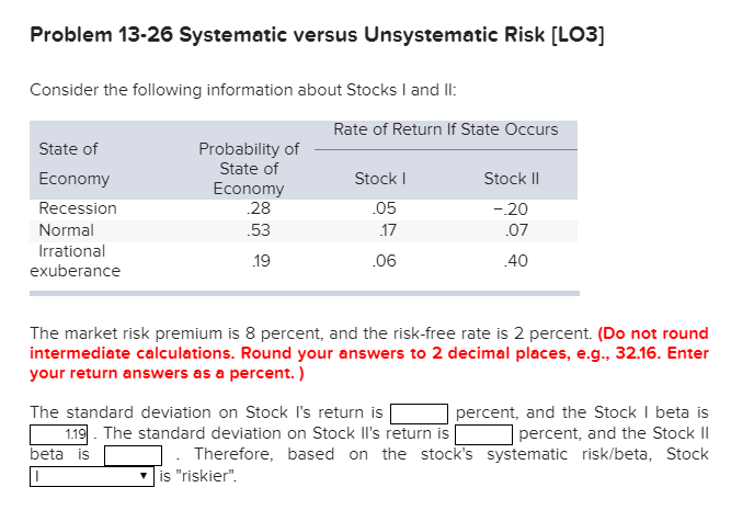 Solved Problem 13-26 Systematic versus Unsystematic Risk | Chegg.com