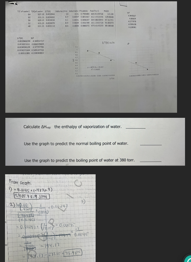Solved Please calculate the boiling point at 380 ﻿torr with | Chegg.com