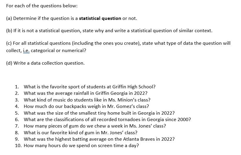 Solved For each of the questions below: (a) Determine if the | Chegg.com