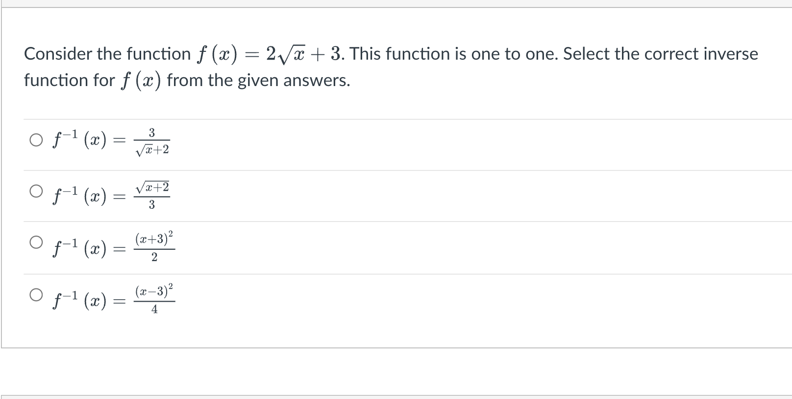 Solved Consider the function f(x)=2x+3. This function is one | Chegg.com