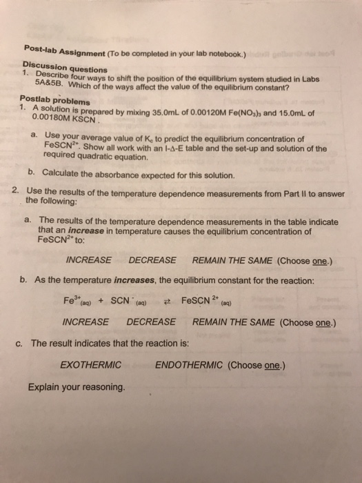 Solved Post-lab Assignment (To be completed in your lab | Chegg.com