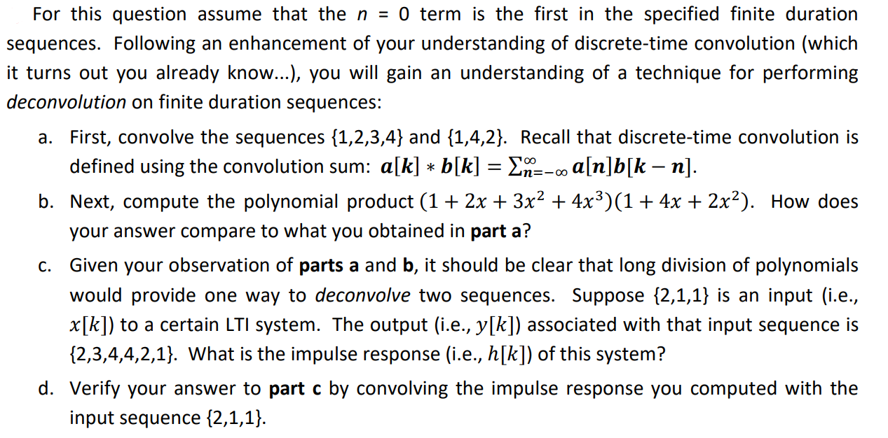 Solved For This Question Assume That The N 0 Term Is The