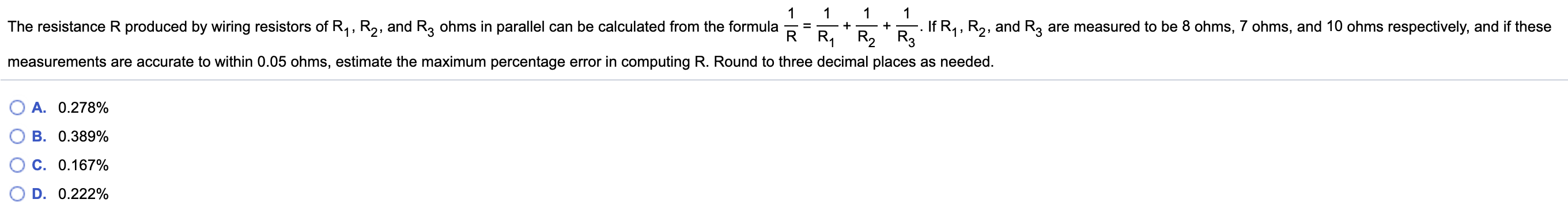 Solved 1 1 1 = + + 1 The resistance R produced by wiring | Chegg.com