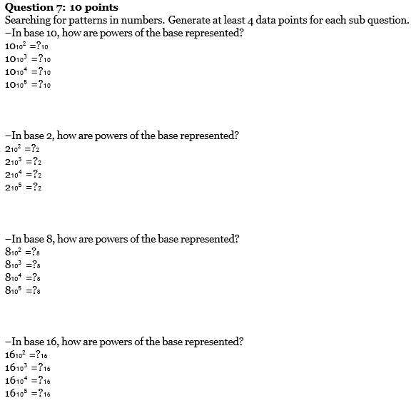 Solved Question 7: 10 points Searching for patterns in | Chegg.com