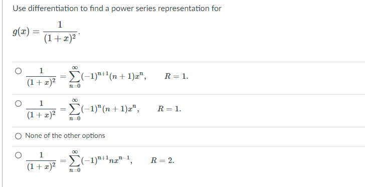 Solved Use differentiation to find a power series | Chegg.com