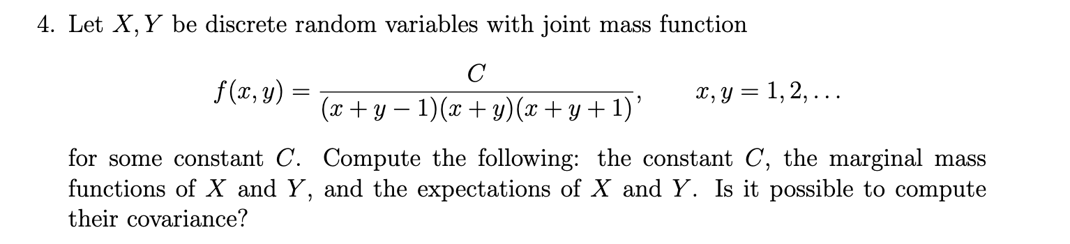 4. Let X, Y be discrete random variables with joint | Chegg.com
