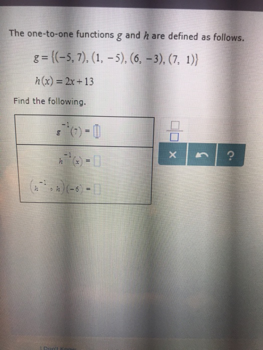 Solved The one-to-one functions g and h are defined as | Chegg.com